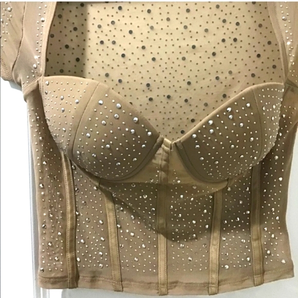 Tops | Nwt Nude Sheer Bling Top | Poshmark